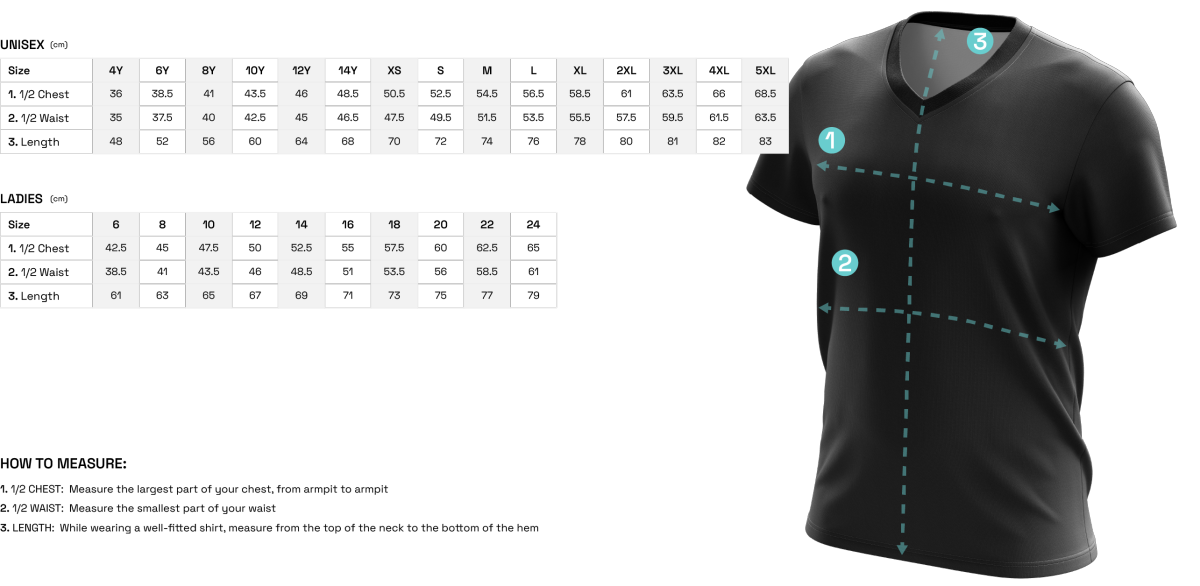 Tee Size Guide | 1863 Football